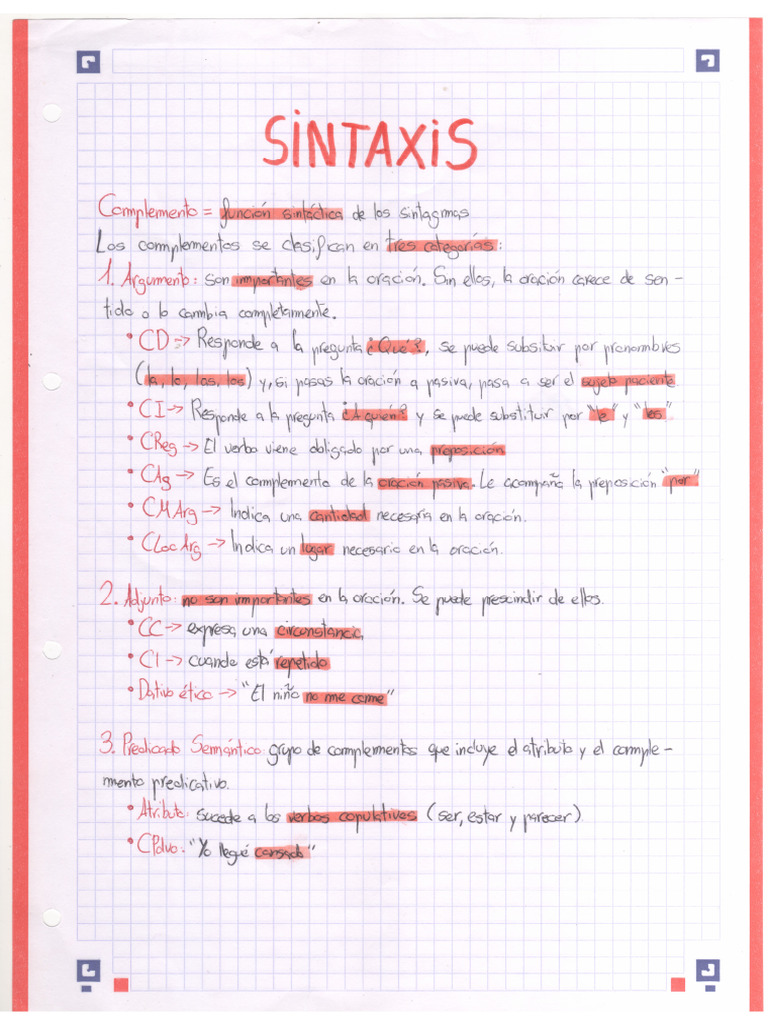 Castellano T1. Sintaxis Oración Simple | PDF