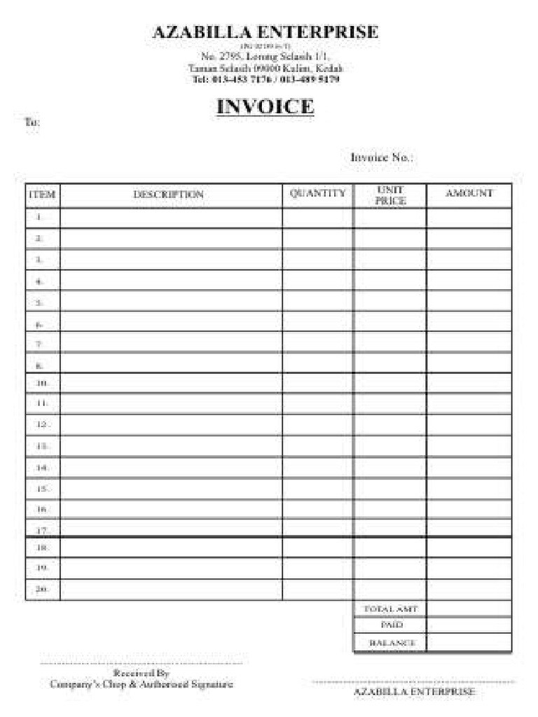 Azabilla Ent Invoice | PDF