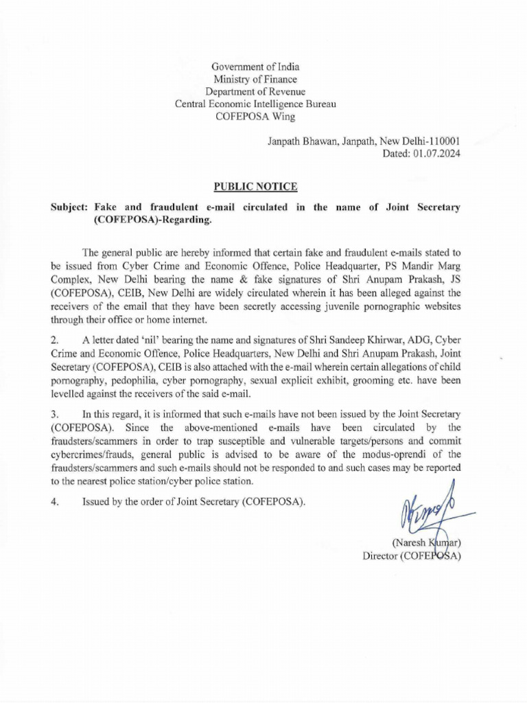 Cofeposa Fake Notice | PDF