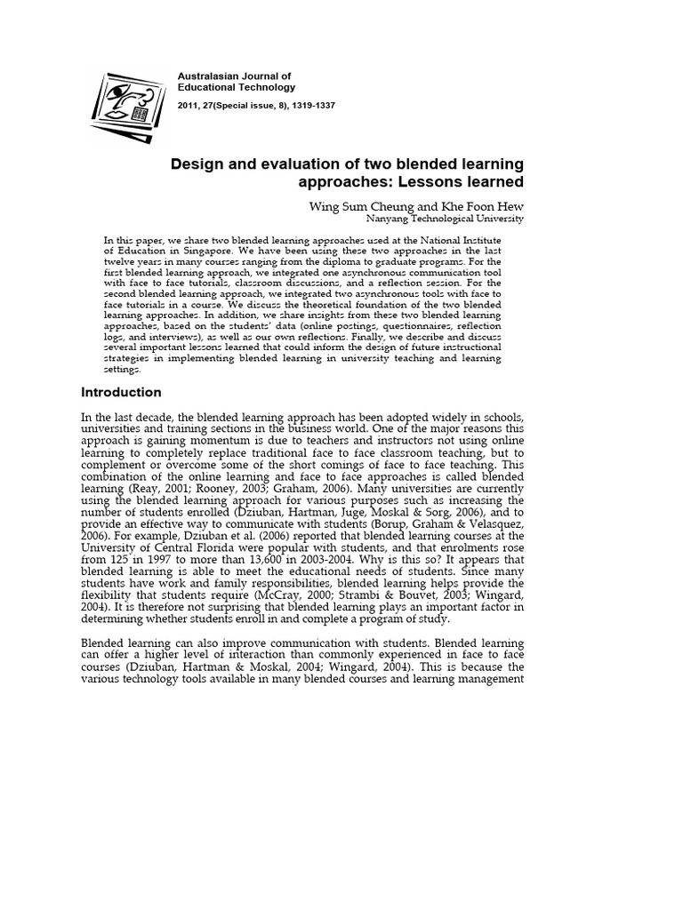 Design and Evaluation of Two Blended Learningapproaches Lessons Learned ...