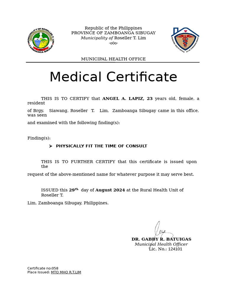 MED CERT | PDF