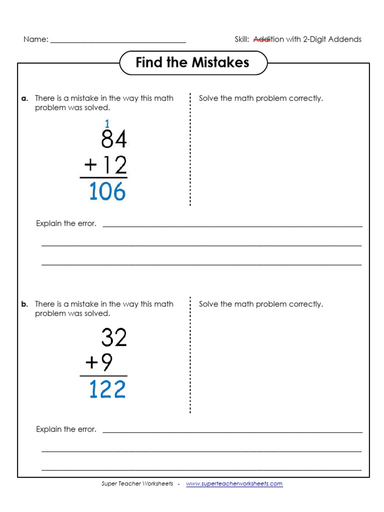 2-Digit Addition Error Analysis | PDF