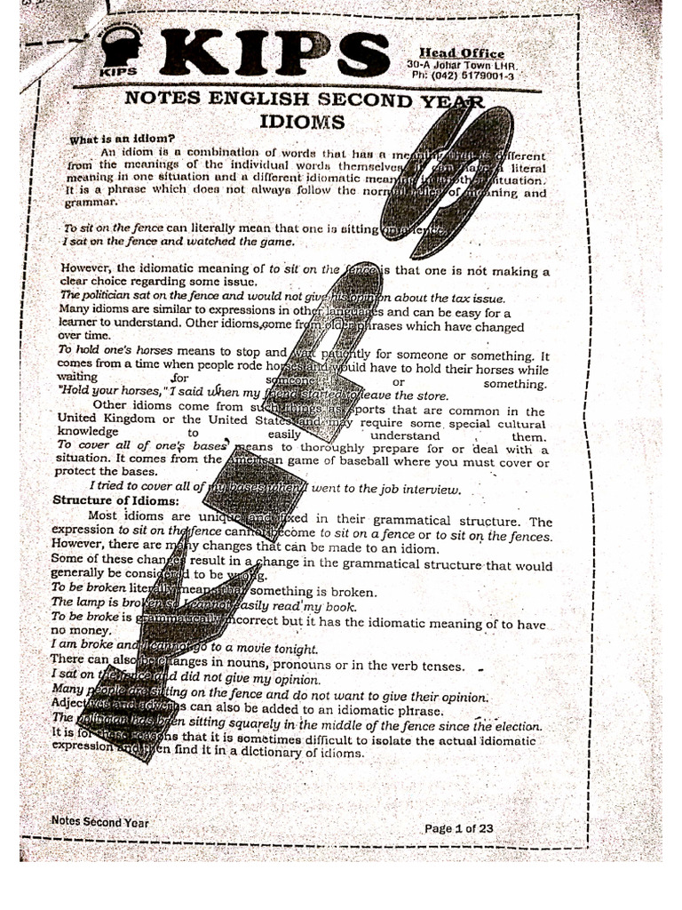 Kips English Notes for Class 9 & 11 | PDF