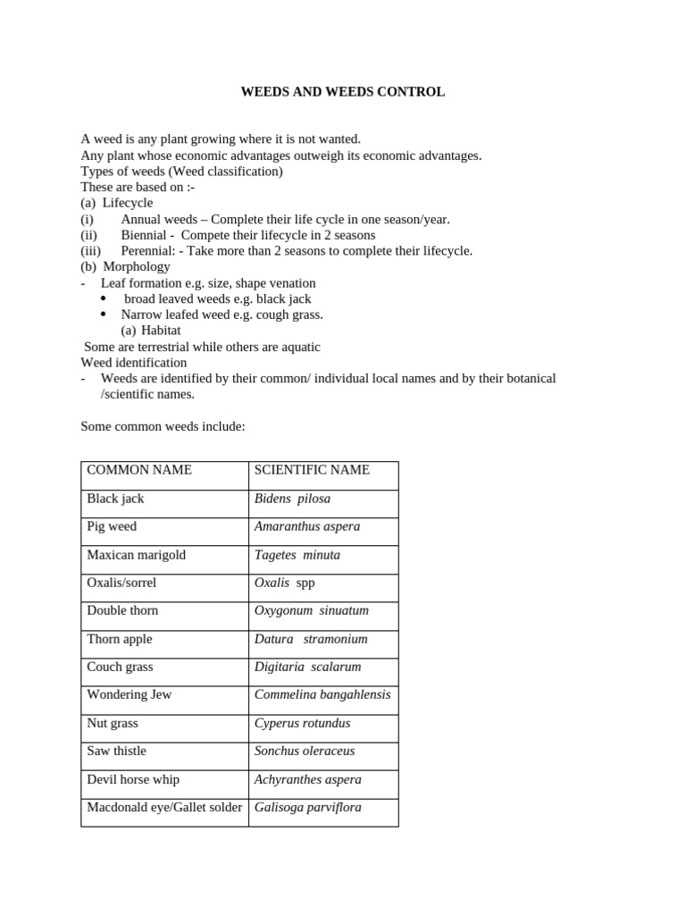 Weeds and Weeds Control | PDF | Pest (Organism) | Weed