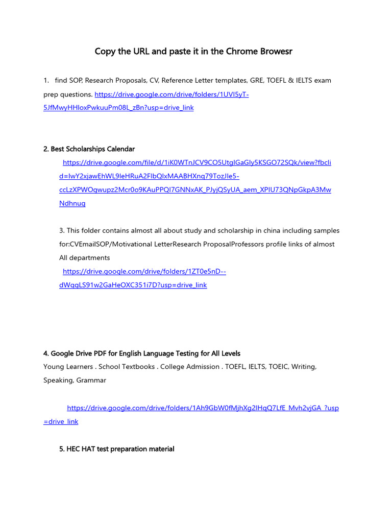 Google Drive Links for Study Resources | PDF | Qualifications