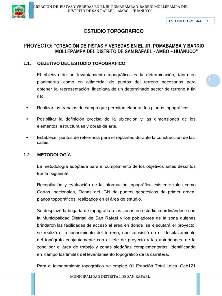 Est. Topograf. San Rafael | PDF | Topografía | Ciencias de la Tierra