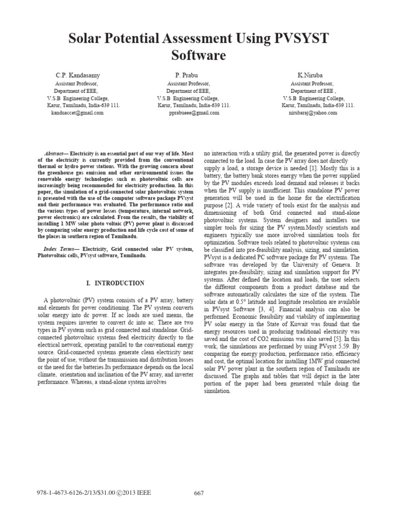 Solar Potential Assessment Using PVSYST Software | PDF | Photovoltaic ...
