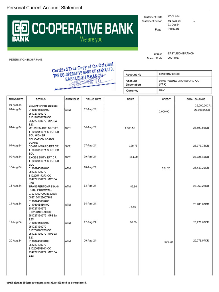 01265794 cooperative bank_ | PDF | Transaction Account | Debit Card