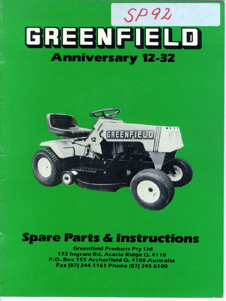 Greenfield Anniversary-12-32-Complete Spare Parts and Instructions | PDF