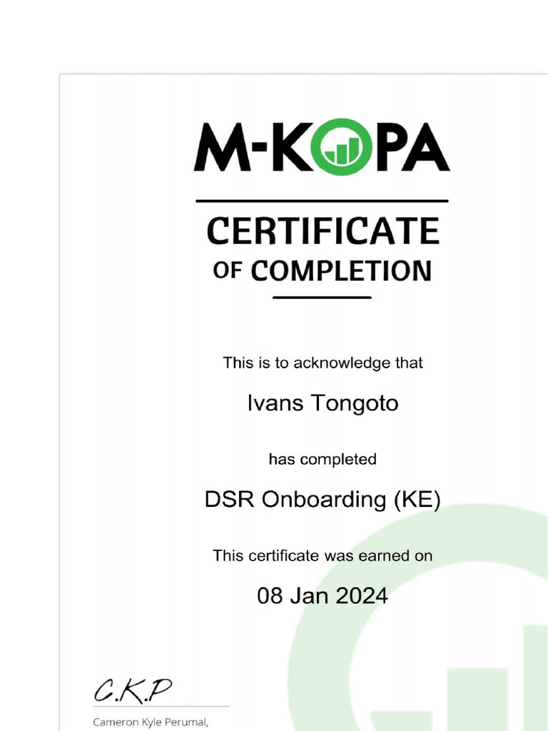 Mkopa Certificate | PDF