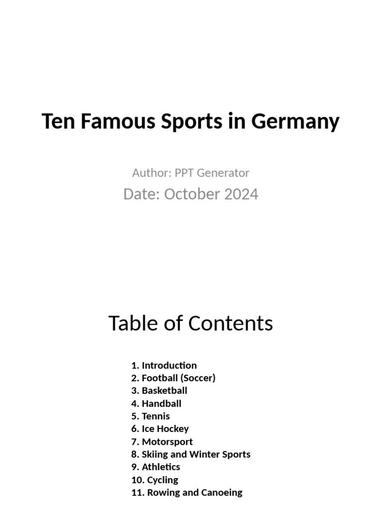 Famous Sports in Germany | PDF | Sports & Recreation