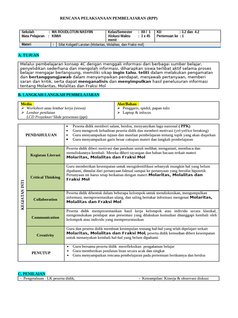 RPP Kelas Xii | PDF | Sains & Matematika