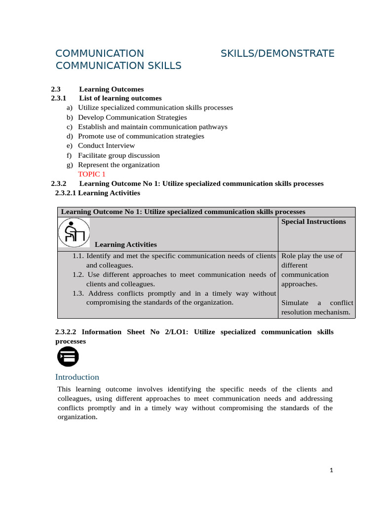 Communication Skills Cbet Notes | PDF | Communication | Nonverbal ...