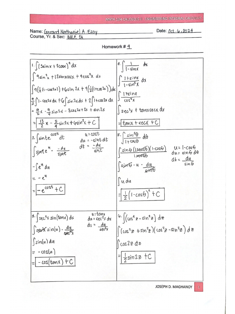 Integral Practice 3 | PDF