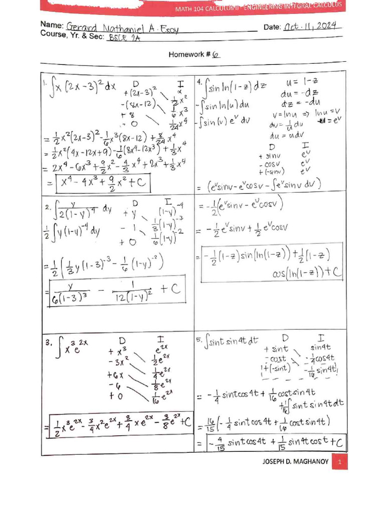 Integral Practice 5 | PDF