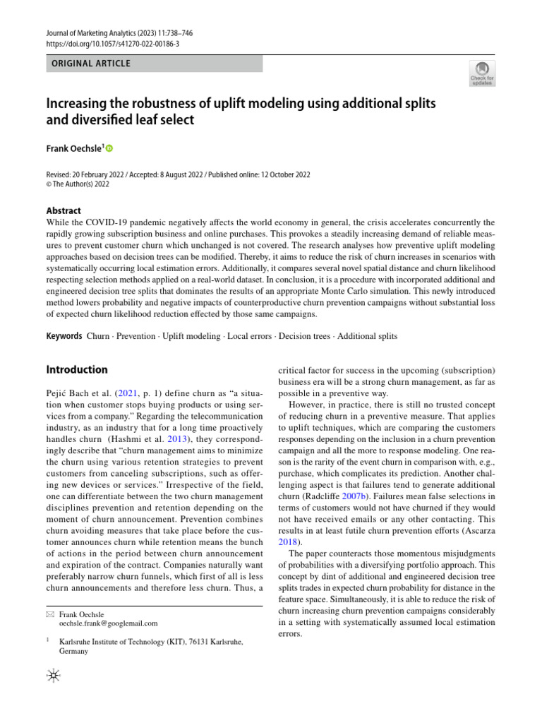 Increasing the robustness of uplift modeling using additional splits and diversified leaf select ...