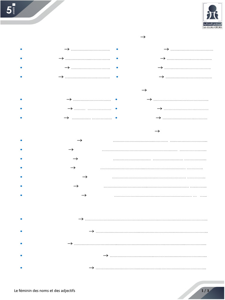 Web Le Féminin Des Noms Et Des Adjectifs 3 | PDF