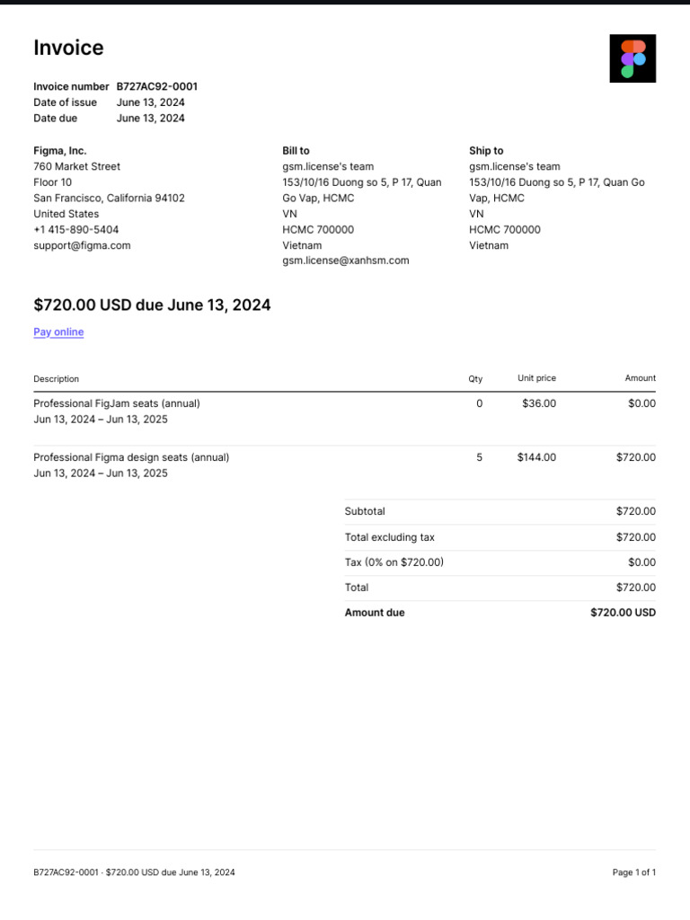 Invoice B727AC92 0001 | PDF