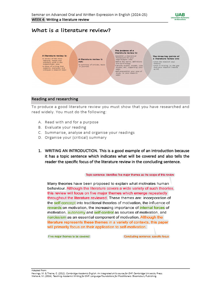 Week 4 - Writing A Literature Review | PDF | Motivational | Motivation