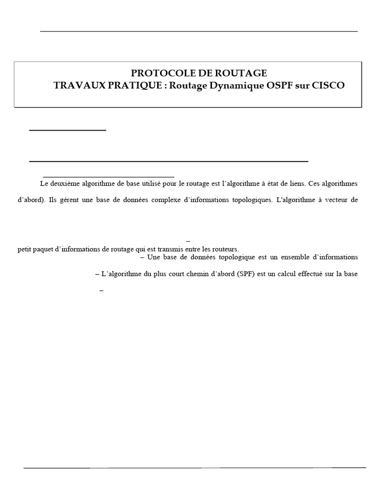 Routage OSPF sur Cisco : TP Pratique | PDF | Routage | Transmission des ...