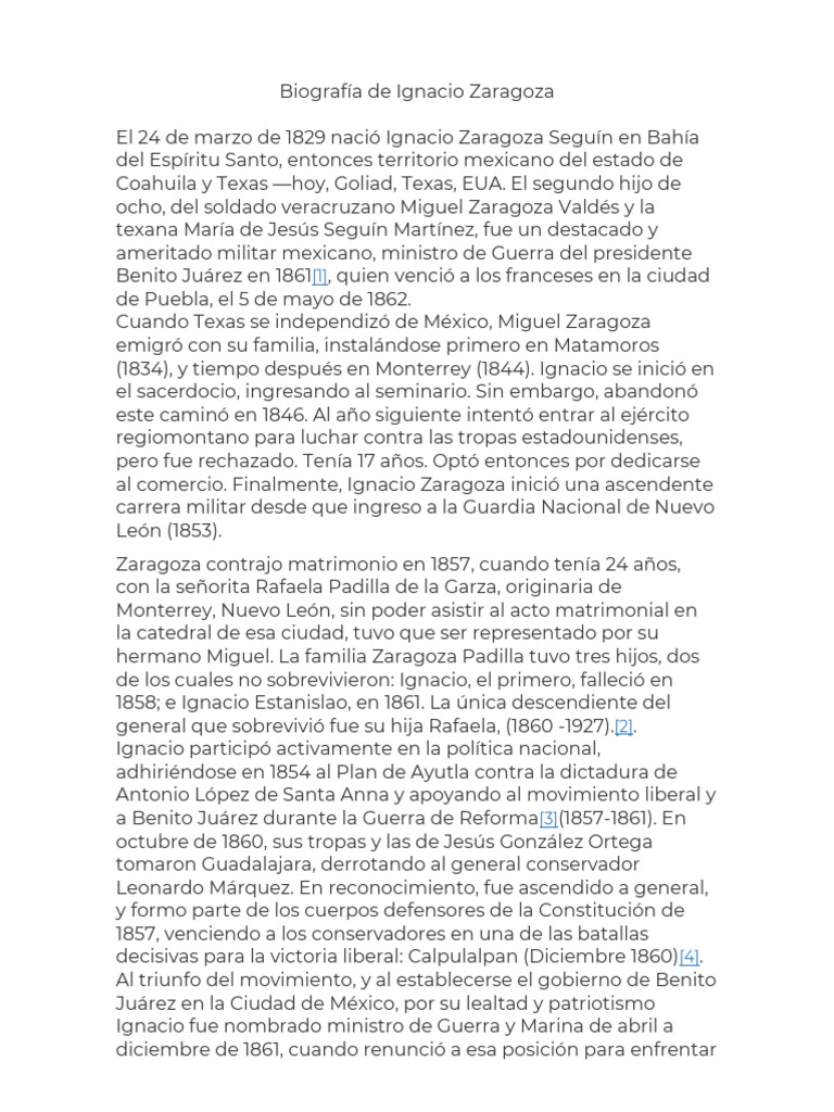 Biografía de Ignacio Zaragoza | PDF | México | México independiente