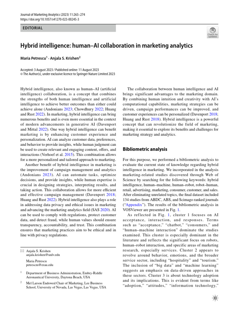 Hybrid Intelligence Human AI Collaboration in Marketing Analytics | PDF ...