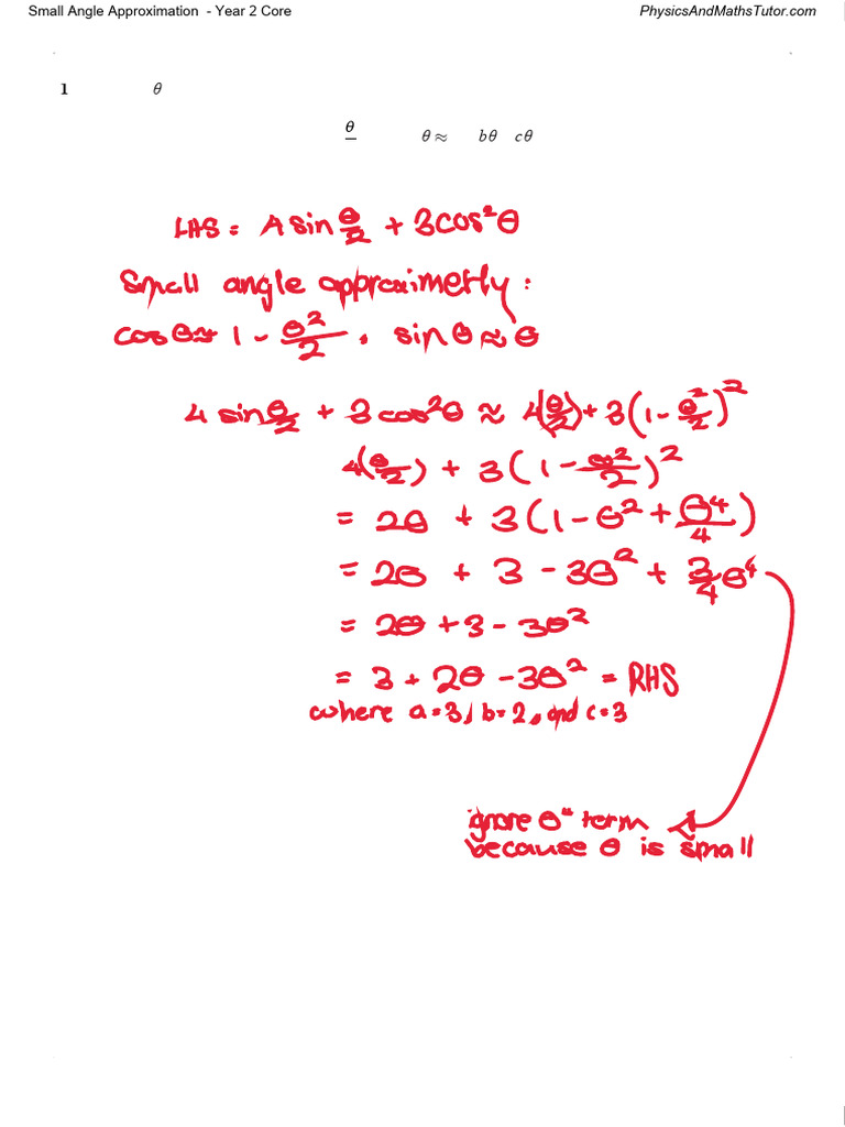 Small Angle Approximation QP | PDF | Angle | Trigonometric Functions