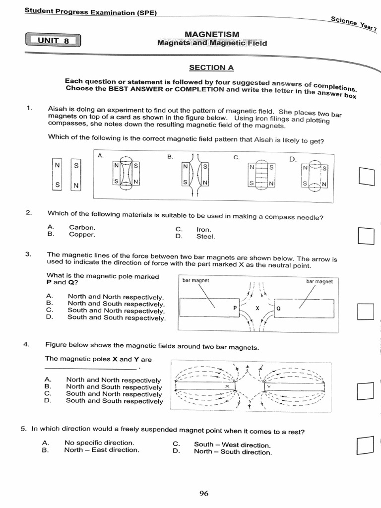 SPE Year 7 Magnetism Past Paper | PDF