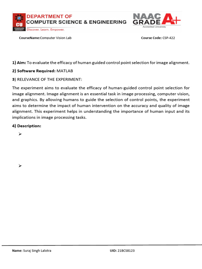 21BCS8123_Suraj(CV_WS4) | PDF | Computer Vision | Experiment
