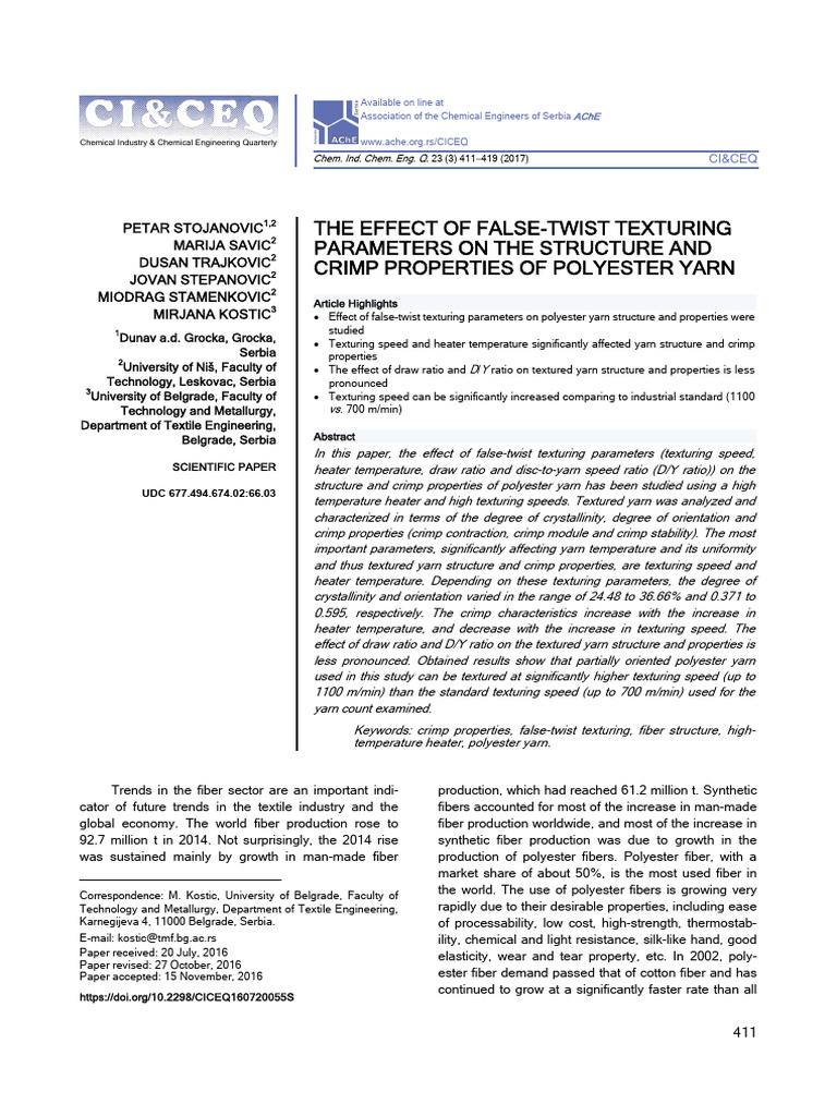 The Effect of False Twist Texturing para | PDF | Yarn | Polyester