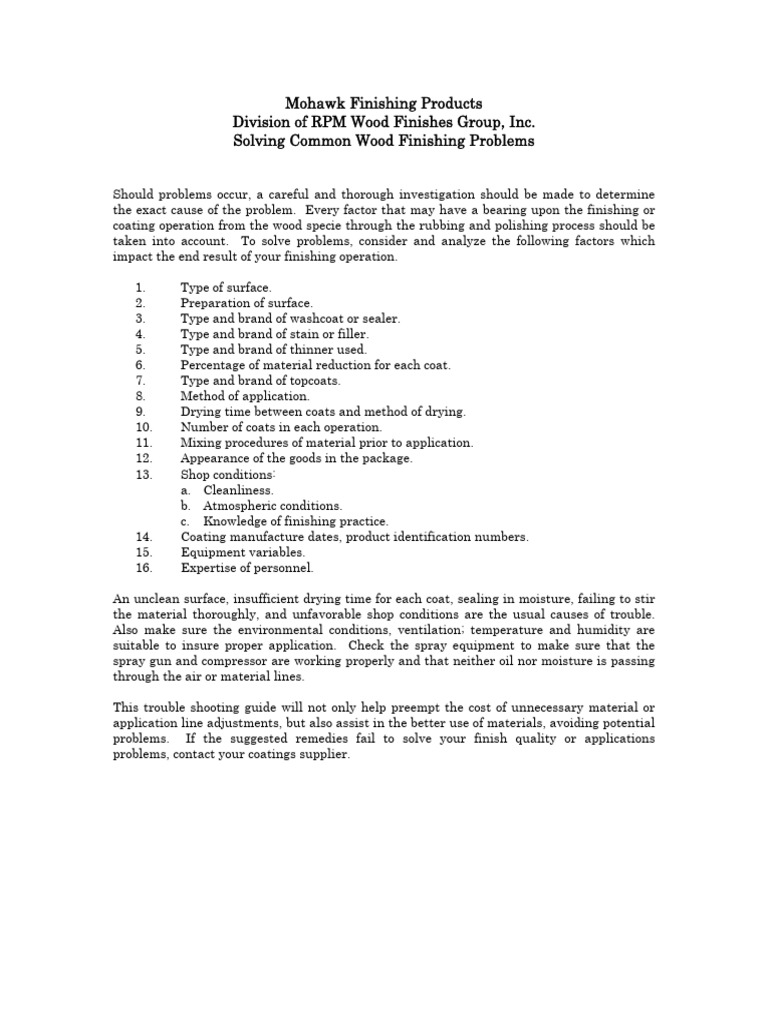 Solving Common Wood Finishing Problems | PDF | Humidity | Materials