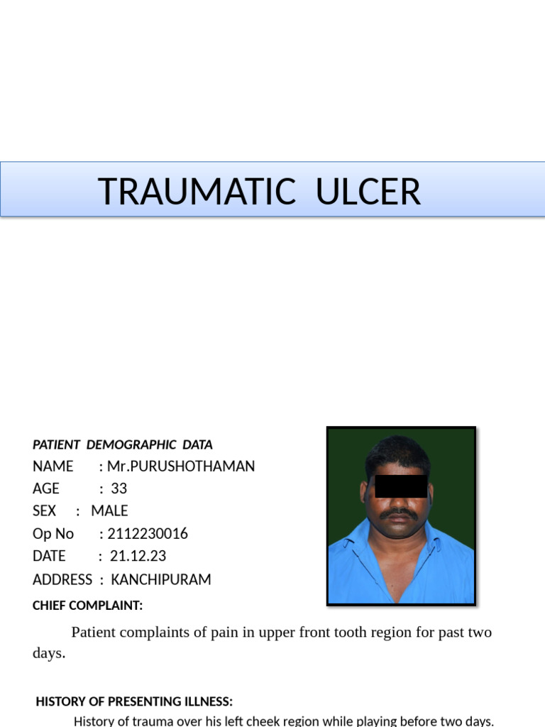 Traumatic Ulcer | PDF | Clinical Medicine | Diseases And Disorders