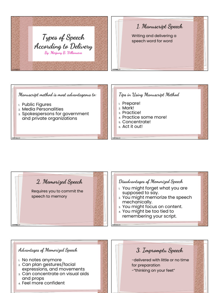 Types of Speech Delivery Methods | PDF | Human Communication