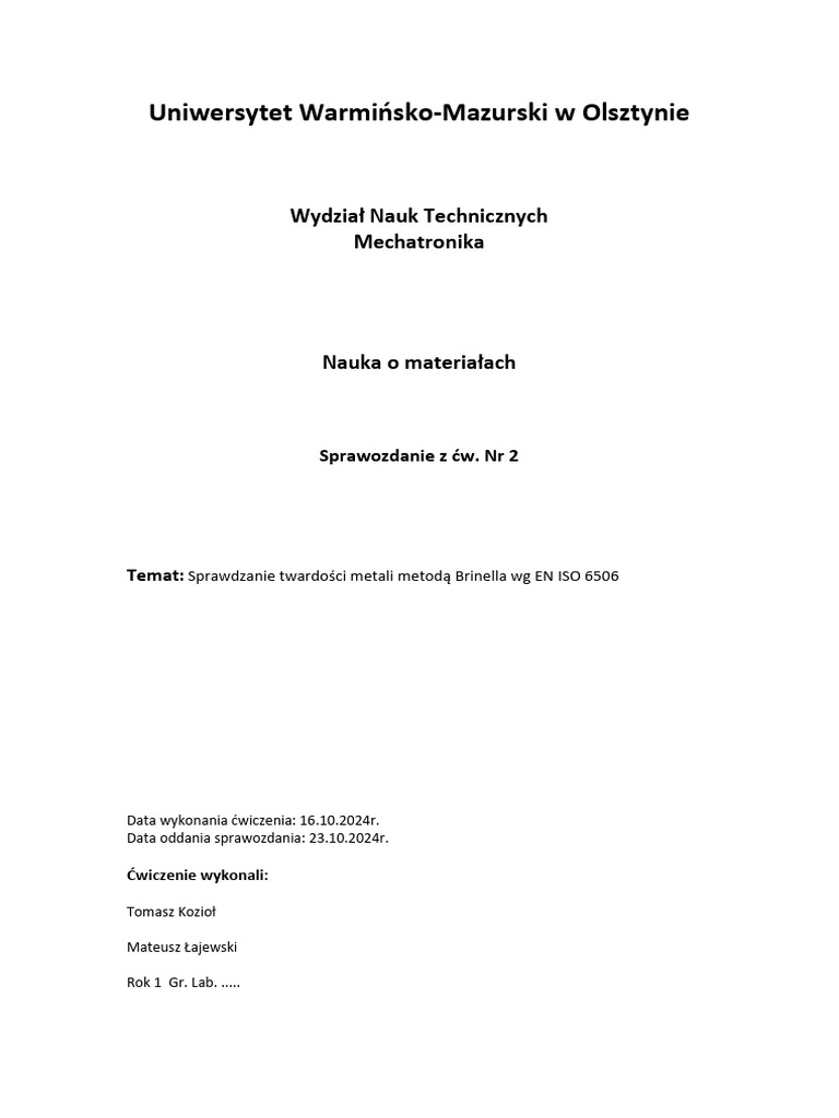 Sprawozdanie cw2 | PDF