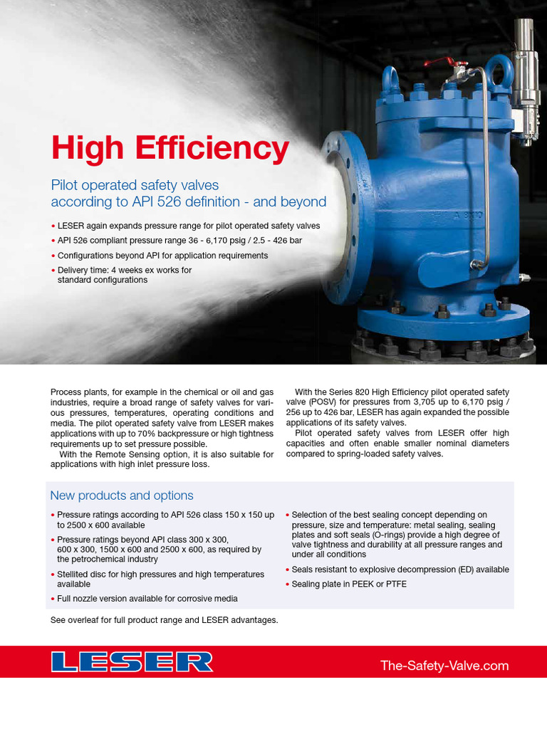 LESER Pilot Operated Safety Valves | PDF | Valve | Plumbing
