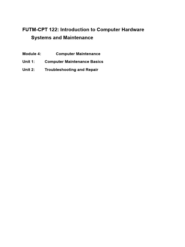 Computer Maintenance Essentials Guide | PDF | Computer Network | Computer Data Storage