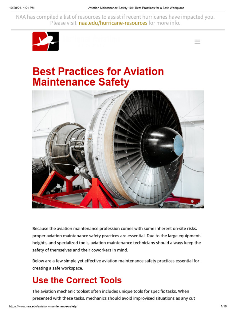 Aviation Maintenance Safety 101 - Best Practices For A Safe Workplace ...