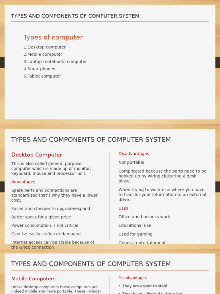 Types and Components of Computer System | PDF | Virtual Reality | Laptop