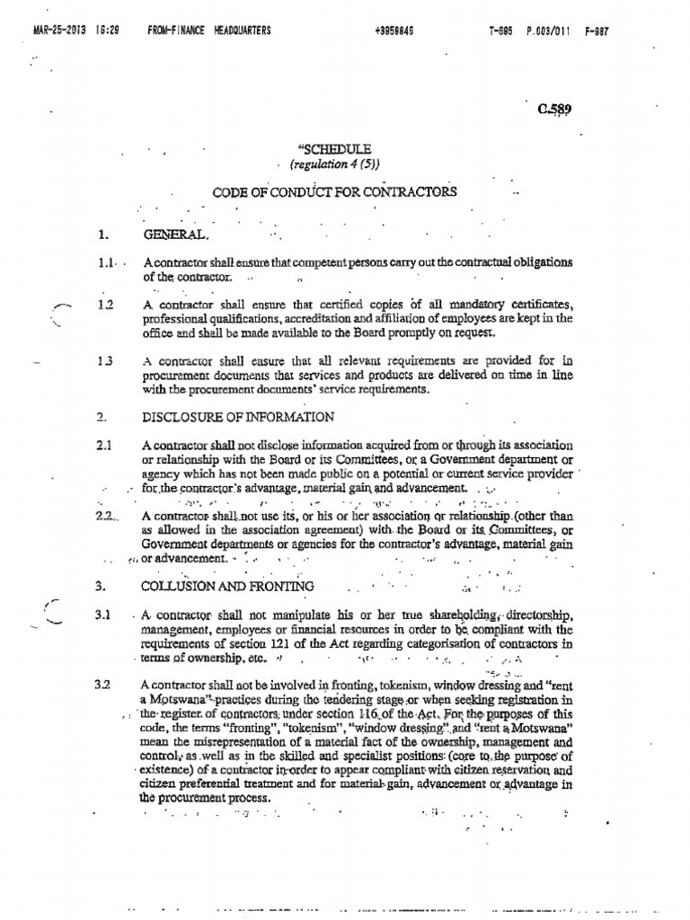 Contractors Code of Conduct | PDF