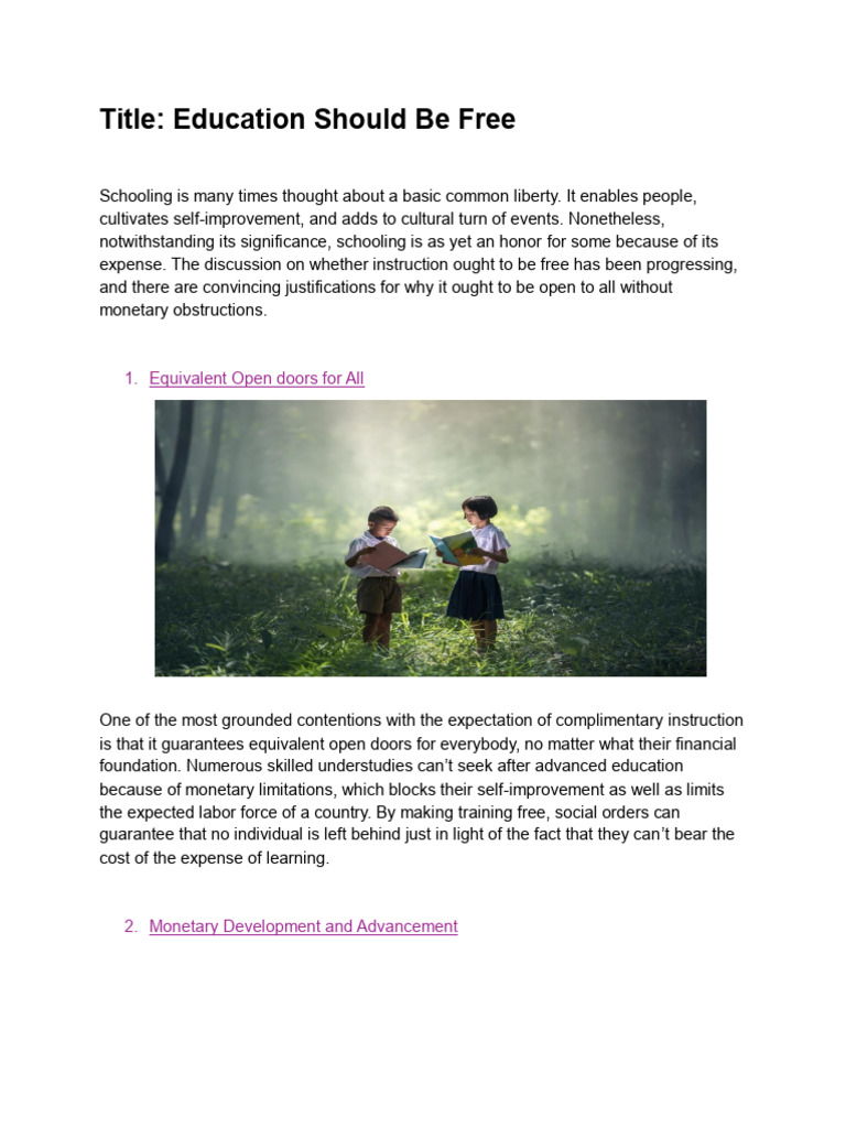 Education Should Be Free | PDF | Economies