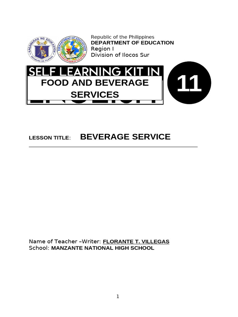 SLK6 FBS - Q3 LO4 Serve Beverage Orders202 | PDF | Drink | Tea