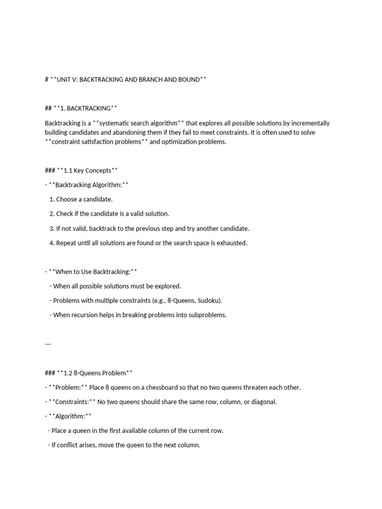 Backtracking and Branch-and-Bound Methods | PDF | Algorithms And Data ...