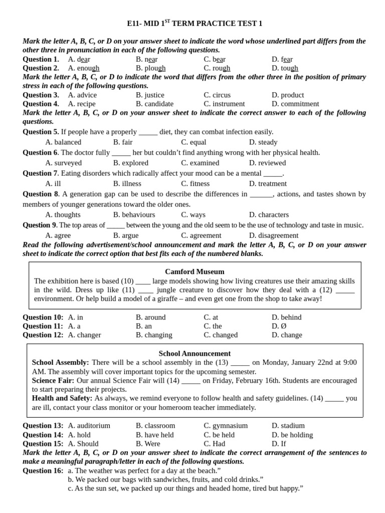 Read the following passage and mark the letter A, B, C or D on your answer sheet to indicate the ...