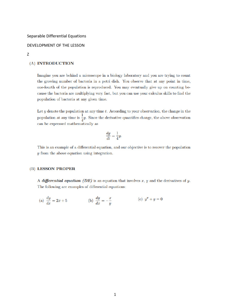 Week 3 Basic Calculus - Q4 Module 6 - Variable Separable | PDF