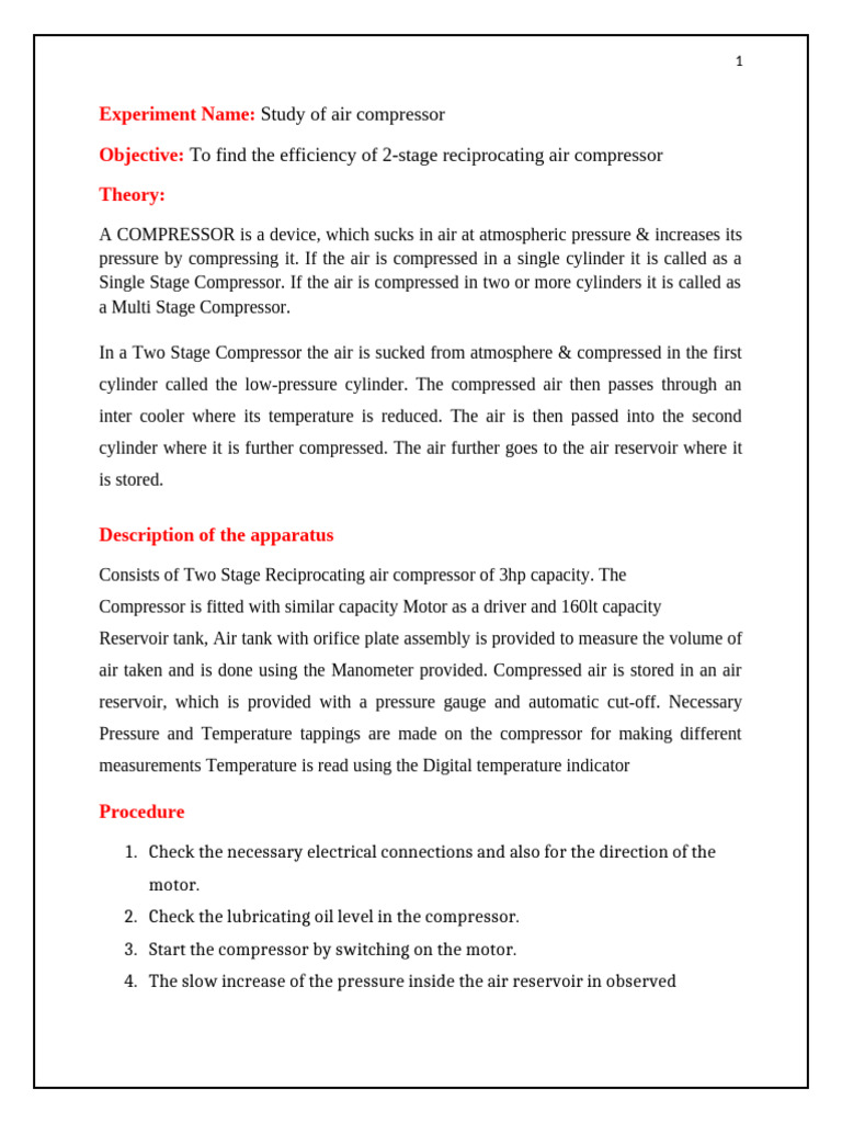 2 Stage Air Compressore | PDF | Pressure Measurement | Pressure