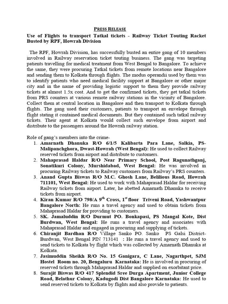 Press Release of HWC Case | PDF