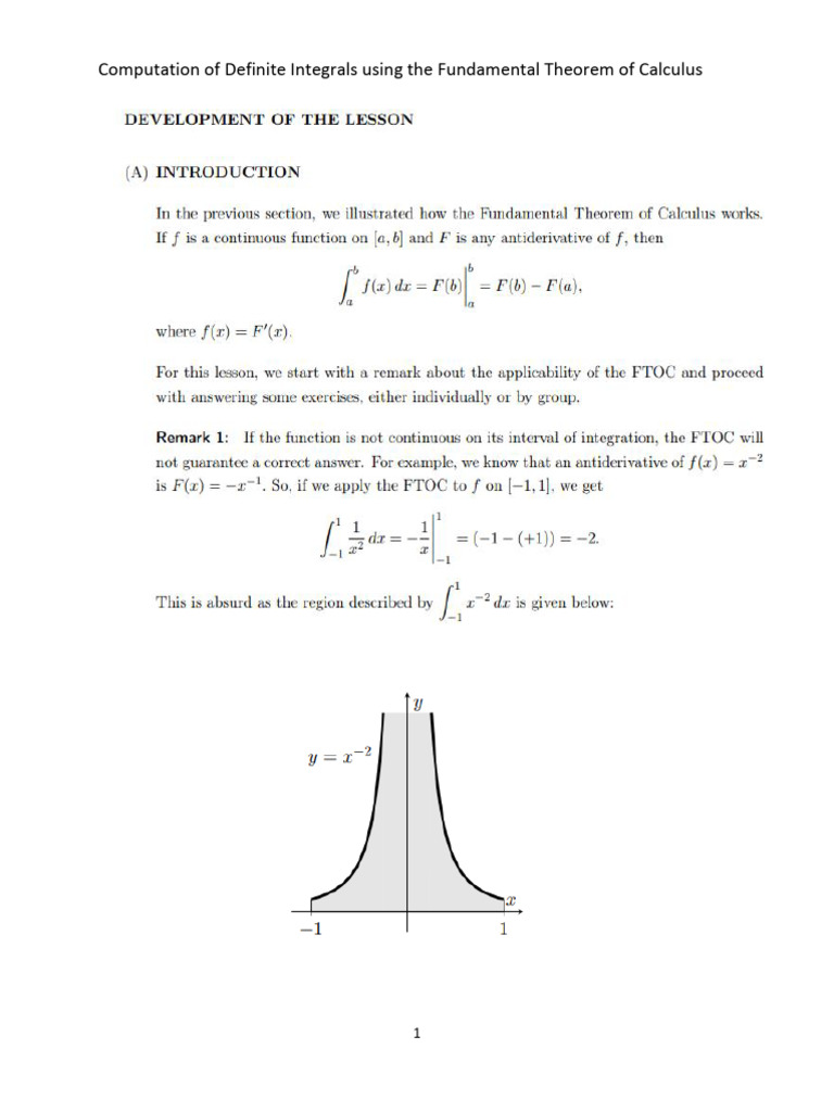 Basic Calculus - Wk6 - Computation of Definite Integrals Using The Fundamental Theorem of ...
