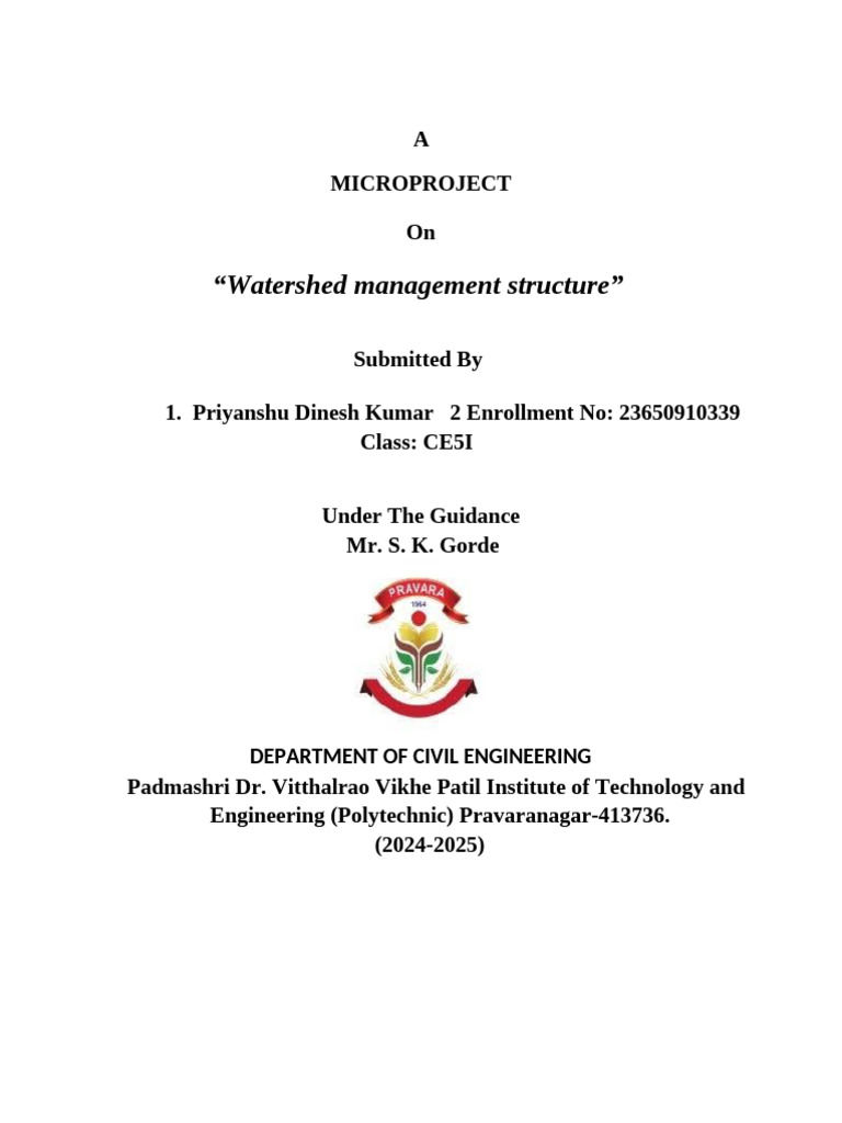 Types of Watershed Management Structure | PDF | Drainage Basin ...
