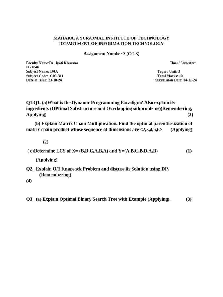 DAA Assignment-3 | PDF