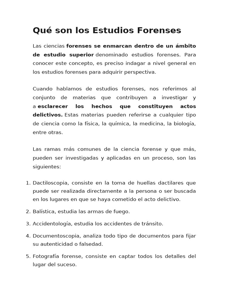 ¿Qué Son Las Ciencias Forenses | PDF | Ciencia forense | Jurisprudencia ...